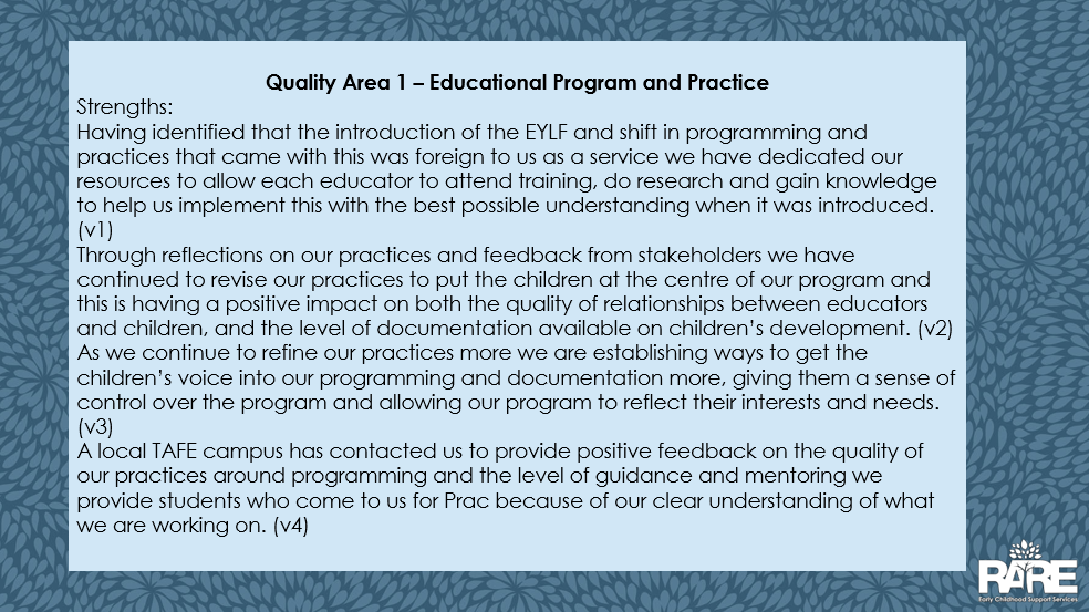 Identifying Strengths for the QIP – www.rare.support